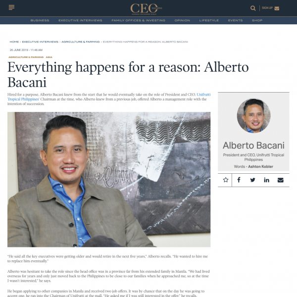 CEO Magazine - Alberto Bacani interview - Unifrutti Group